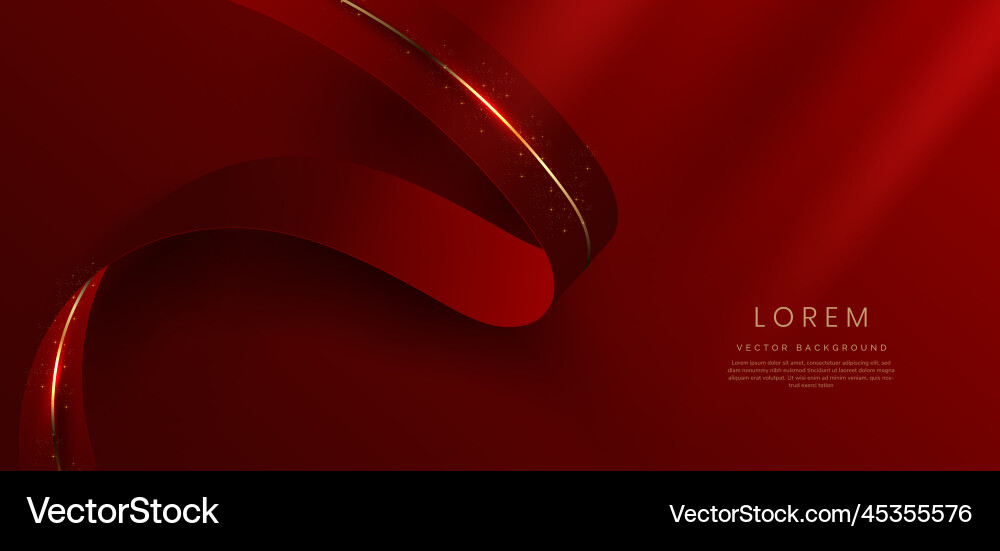 Abstract 3d gold curved red ribbon Royalty Free Vector Image