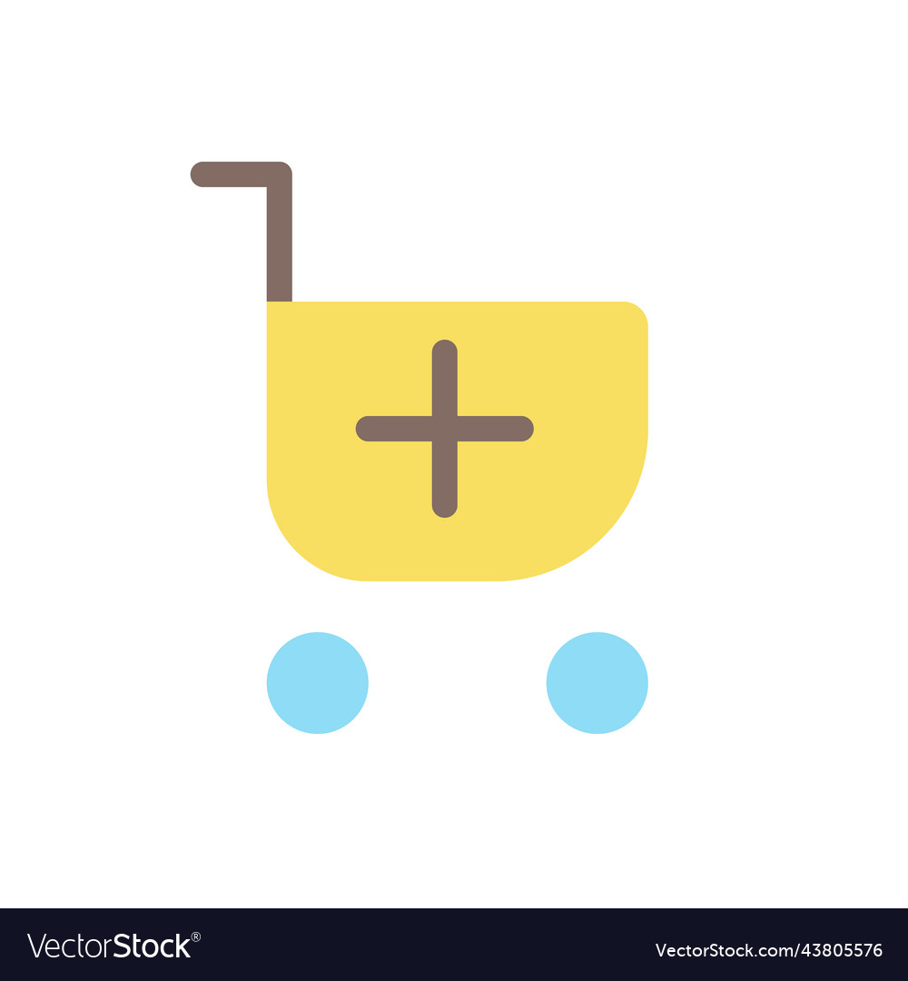 Add item to shopping cart flat color ui icon Vector Image