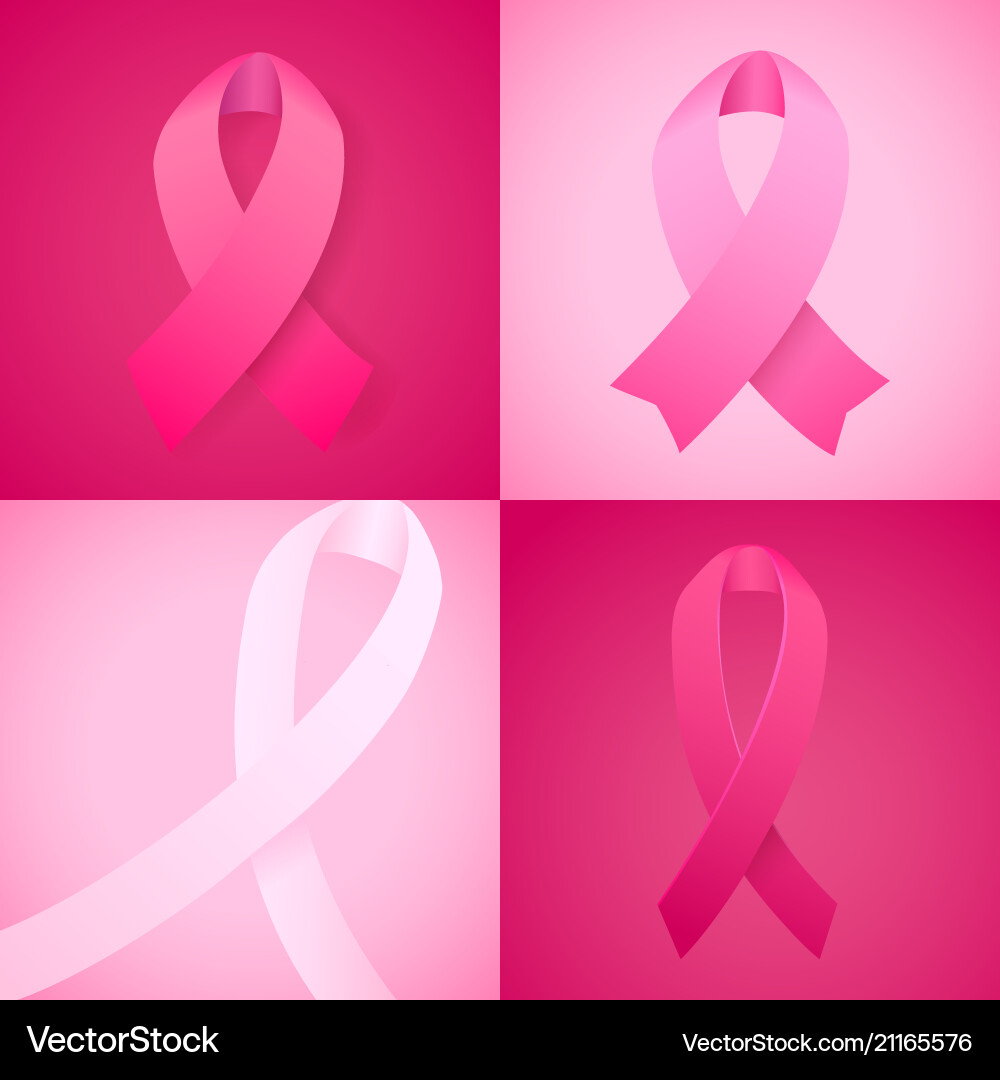 Breast cancer awareness ribbon set Royalty Free Vector Image
