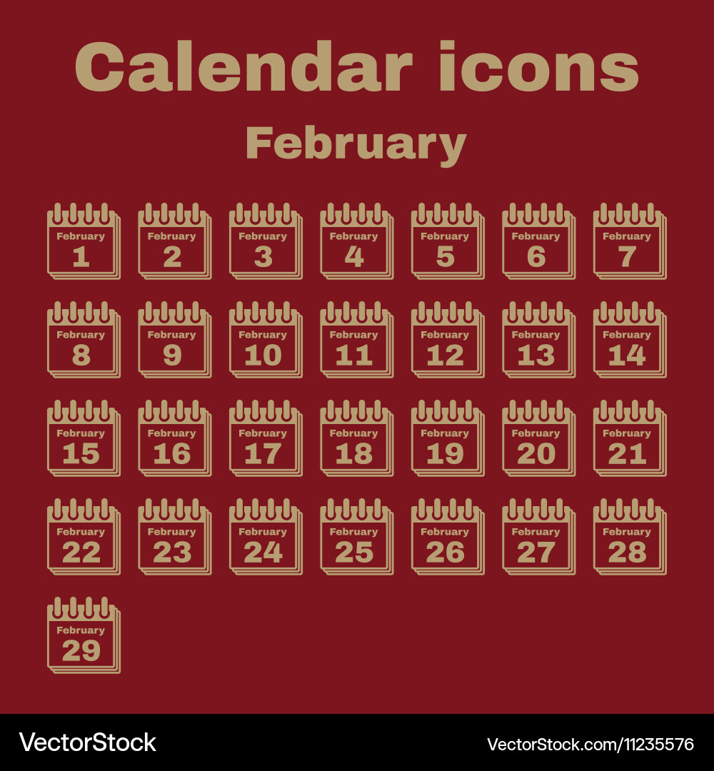 Calendar icon february symbol flat Royalty Free Vector Image