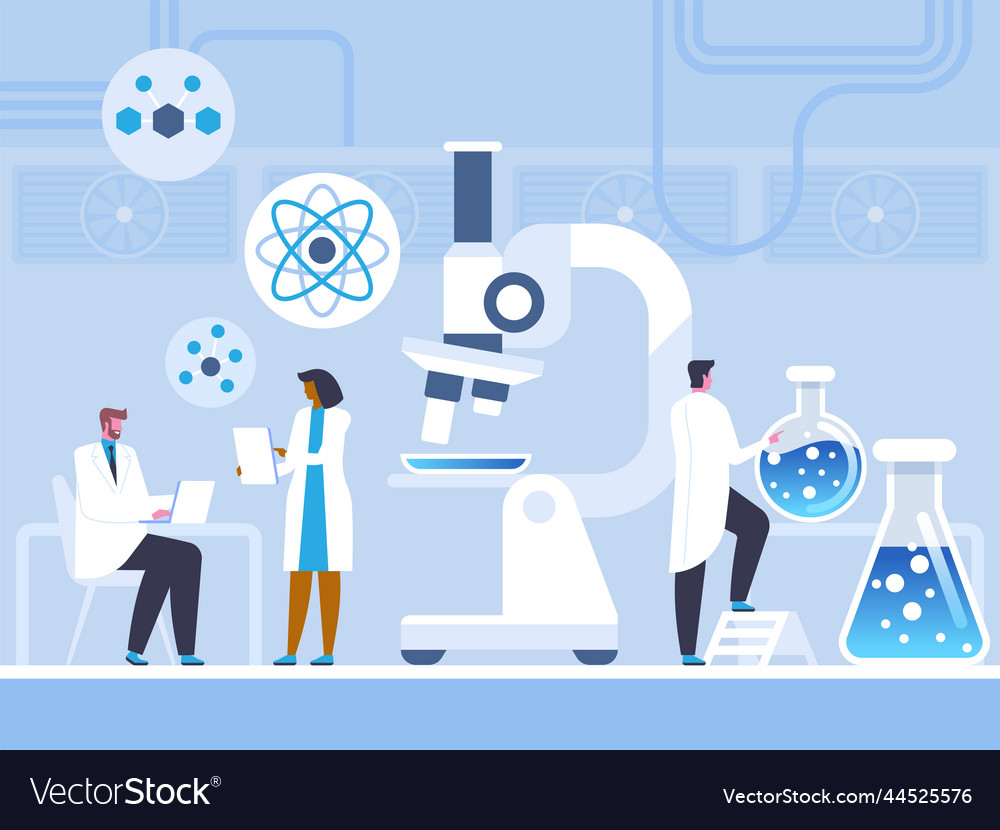 Chemical lab study flat Royalty Free Vector Image