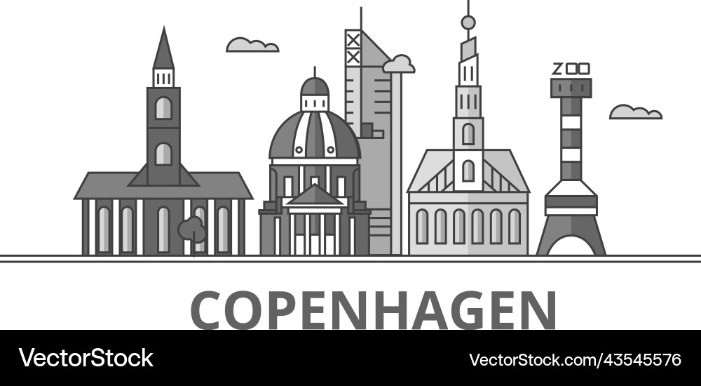 Denmark copenhagen city skyline isolated Vector Image