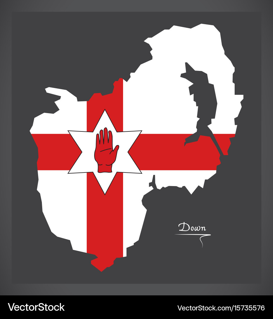 Down northern ireland map with ulster banner Vector Image