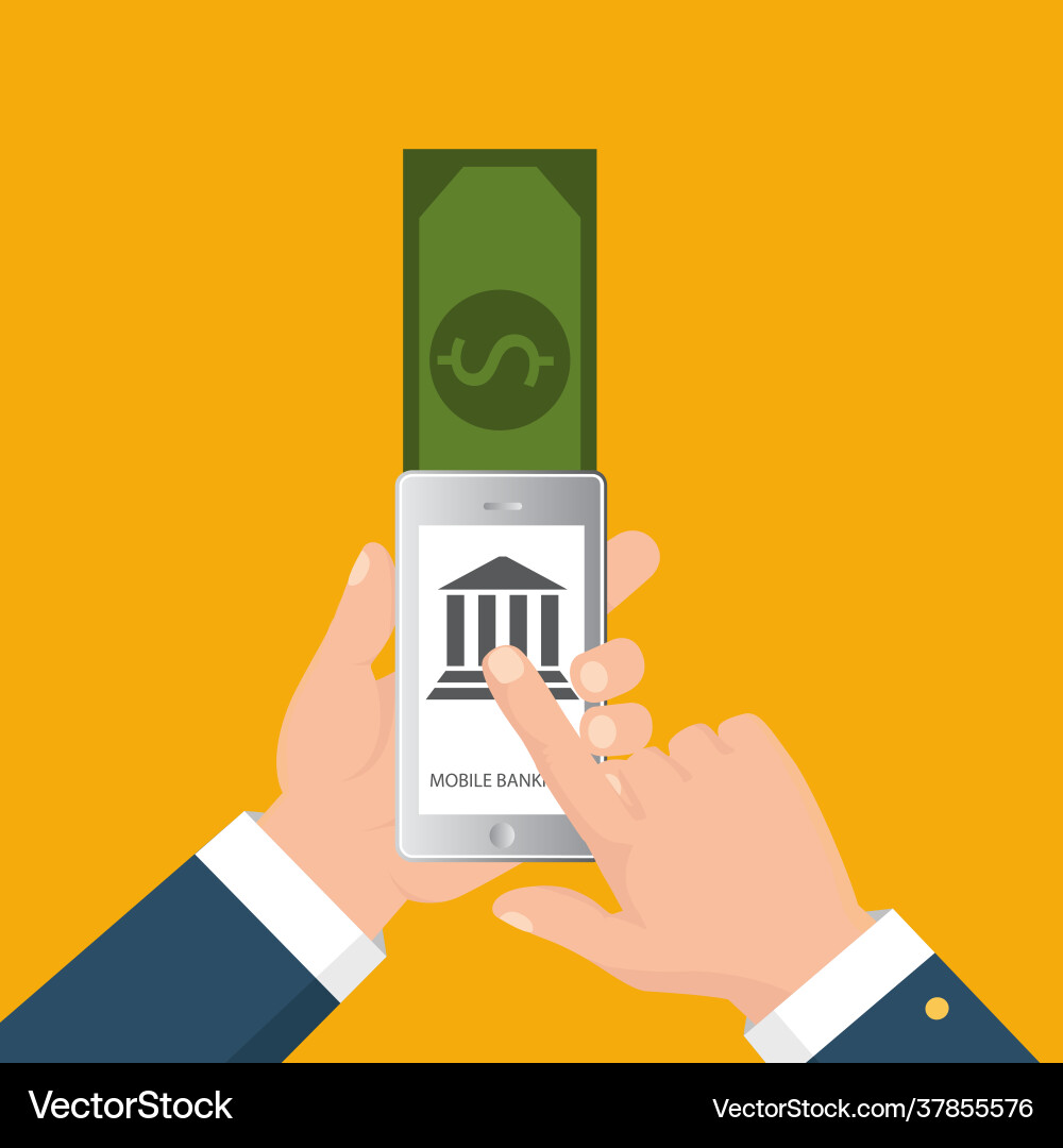 Flat cartoon style send money via Royalty Free Vector Image