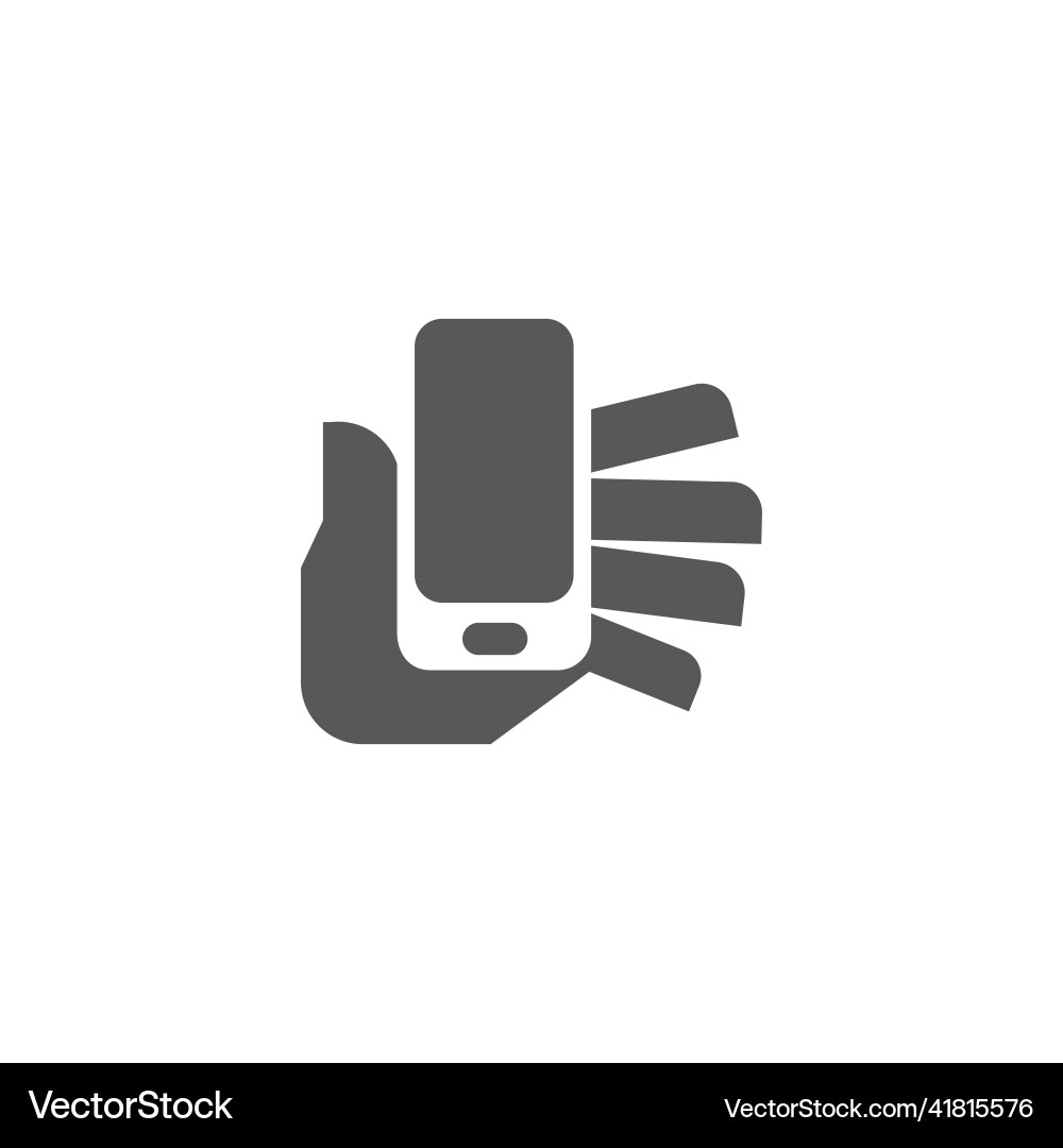 Hand hold cellphone simple geometric design logo Vector Image