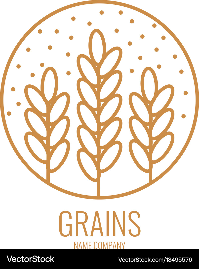 Linear icon three spikelets of wheat in the circle
