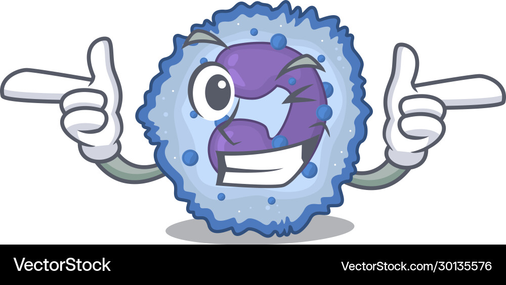 Mascot cartoon design basophil cell with wink Vector Image
