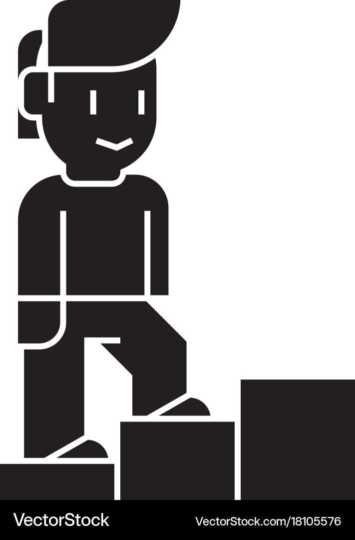 Personal growth - man stairs up icon Royalty Free Vector
