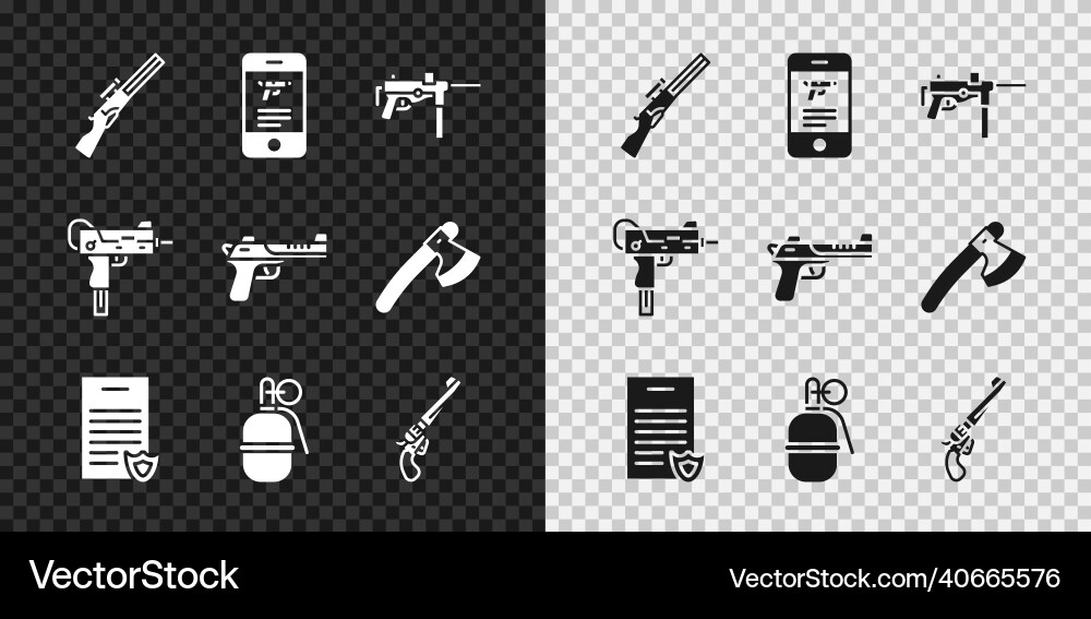 Set hunting gun shop weapon mobile app Royalty Free Vector
