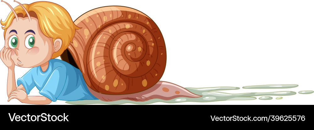 Snail boy cartoon character on white background Vector Image