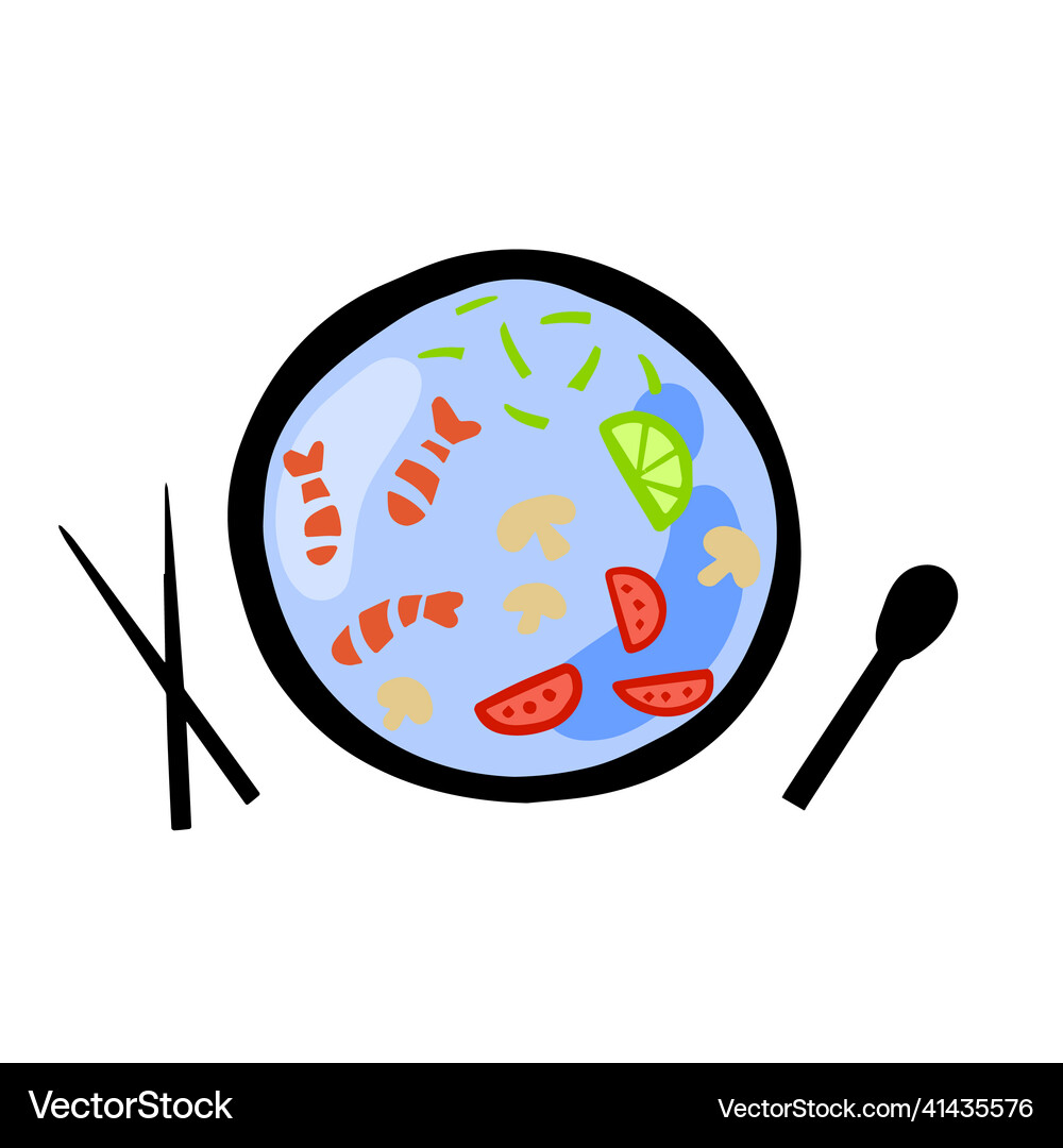 Tom yam sour and spicy soup Royalty Free Vector Image