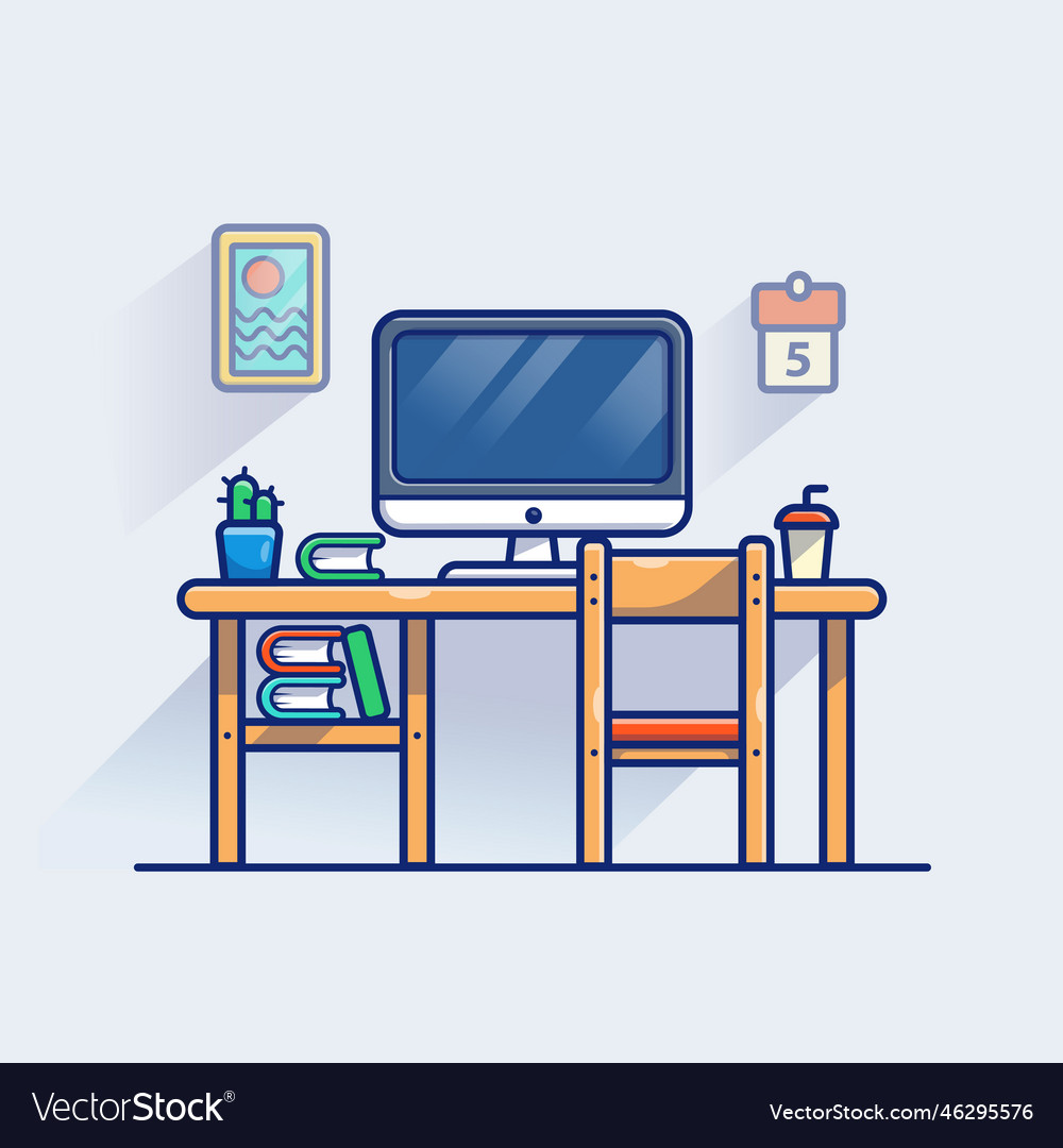 Workspace cartoon Royalty Free Vector Image - VectorStock