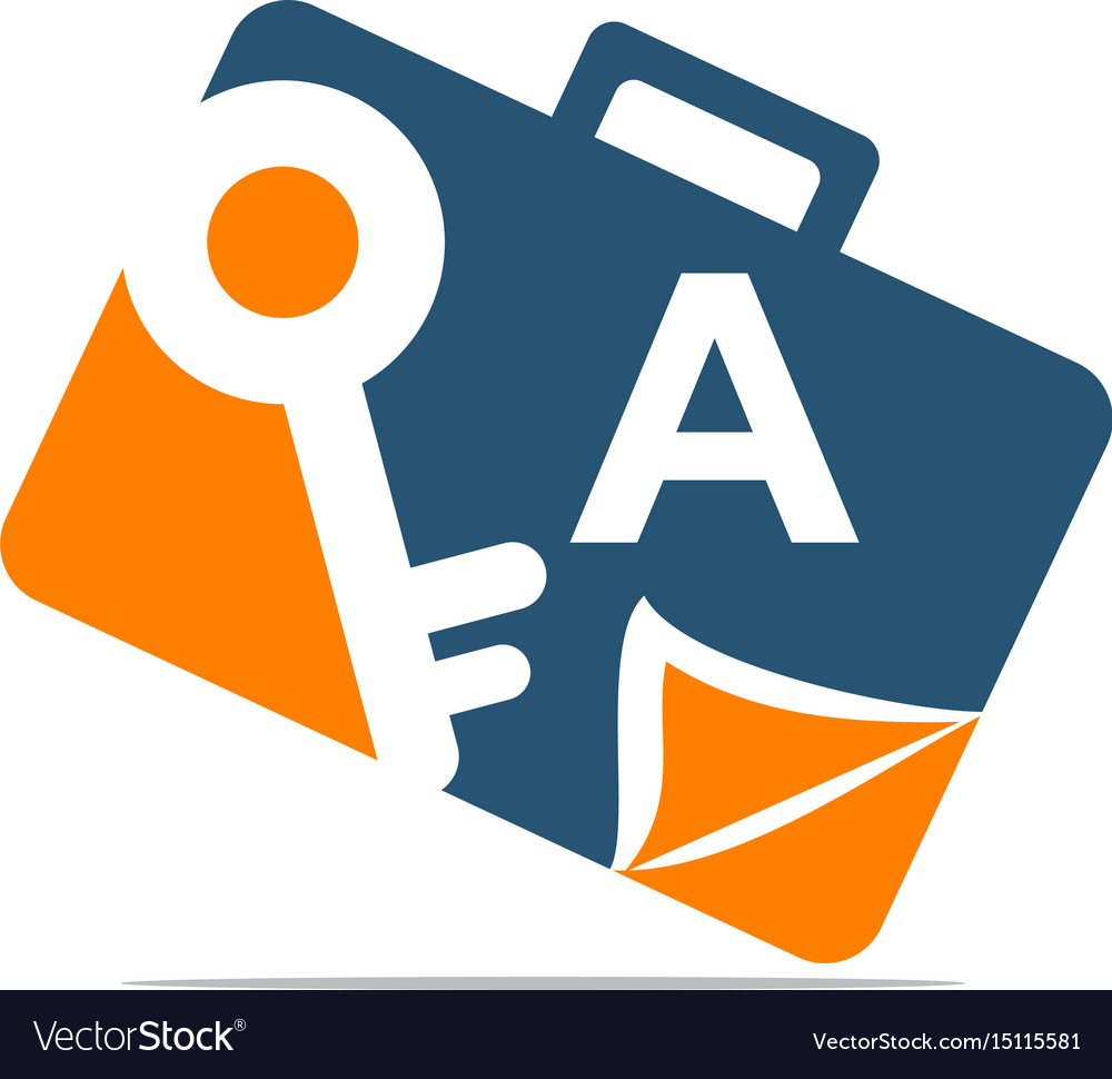 Briefcase key document initial Royalty Free Vector Image