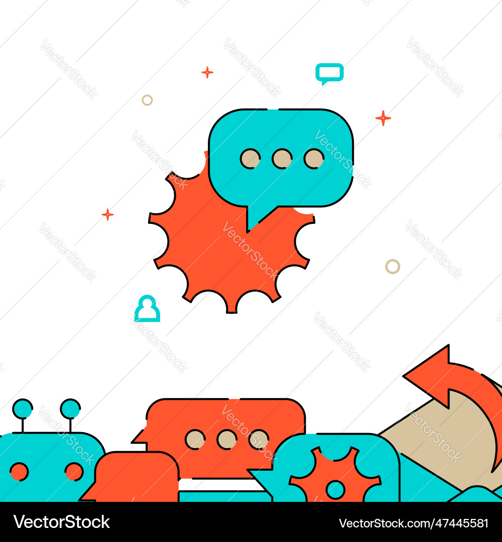 Chat with technical support filled line icon Vector Image