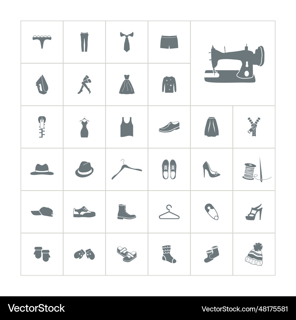 Clothes icon set with sewing machine dress Vector Image