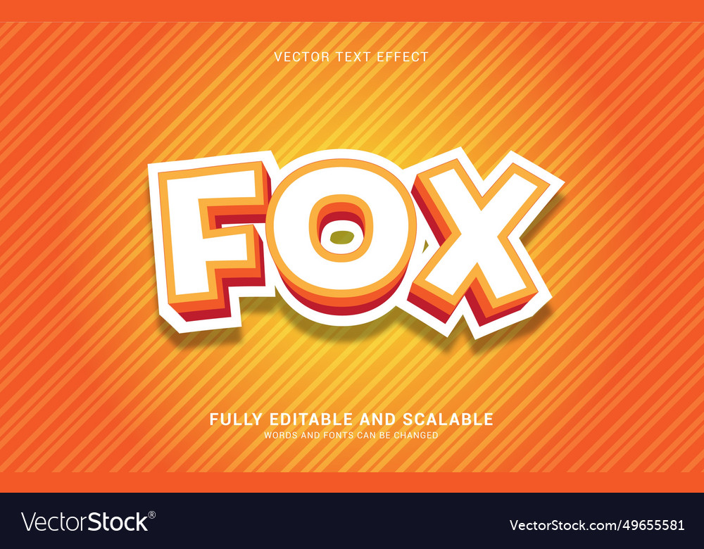 Editable text effect fox style Royalty Free Vector Image
