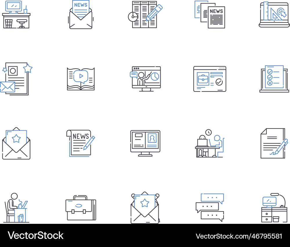 Editing writing line icons collection revision Vector Image