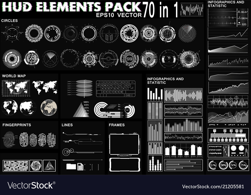 Hud elements pack 70 Royalty Free Vector Image