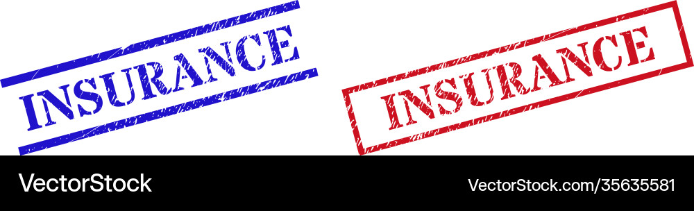 Insurance grunge rubber seal stamps with rectangle