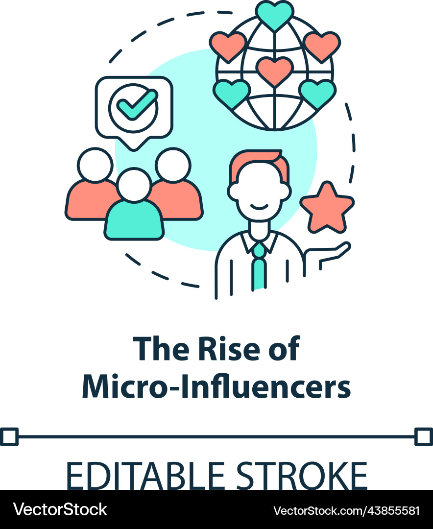 Rise of micro influencers concept icon Royalty Free Vector