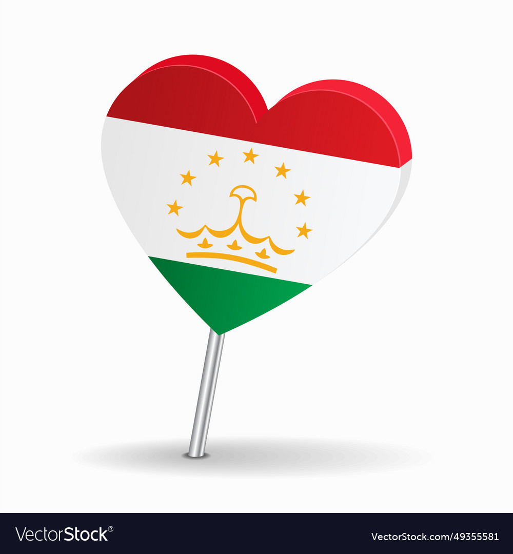 Tajikistan flag heart-shaped map pointer layout Vector Image