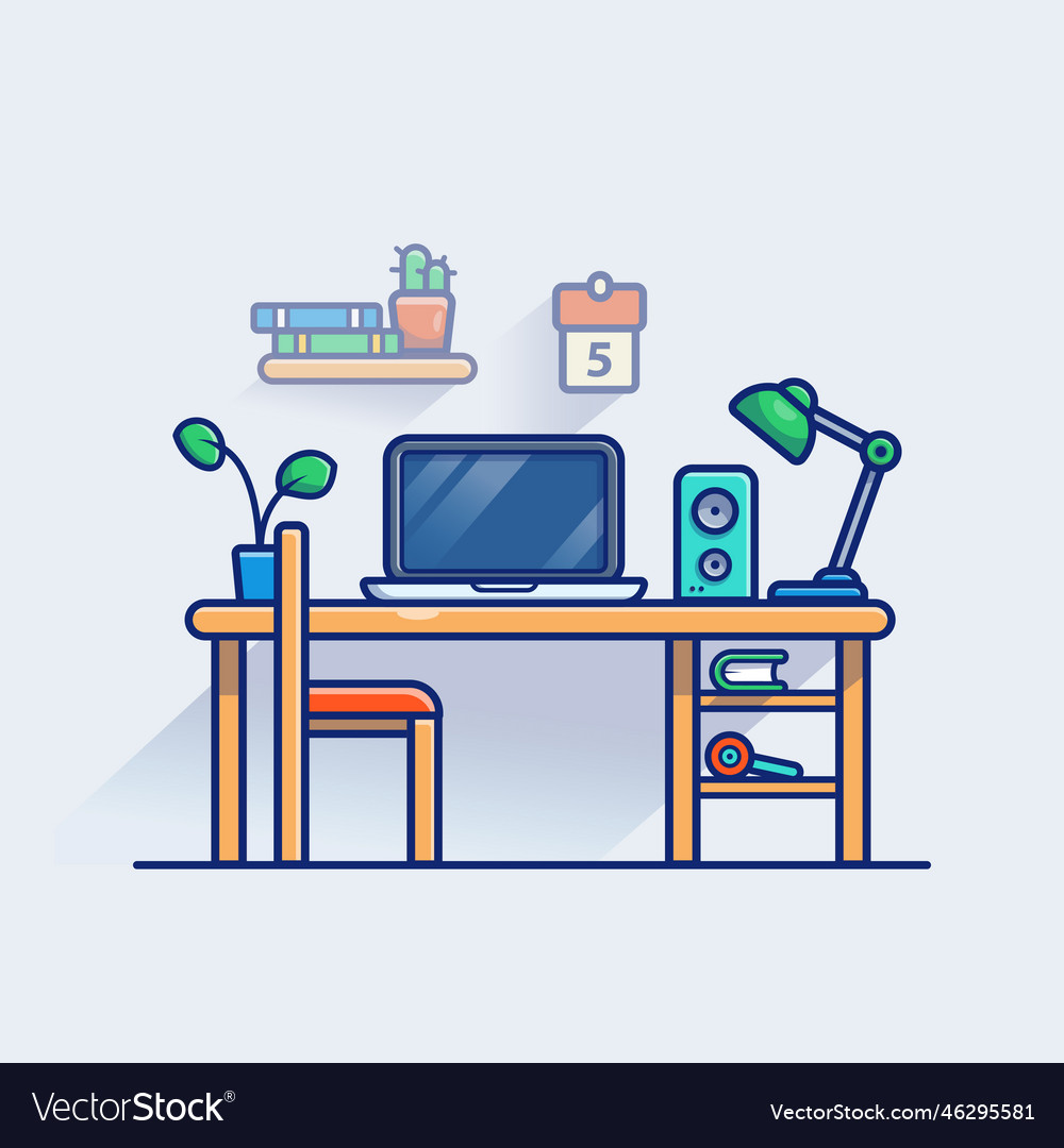 Workspace cartoon Royalty Free Vector Image - VectorStock