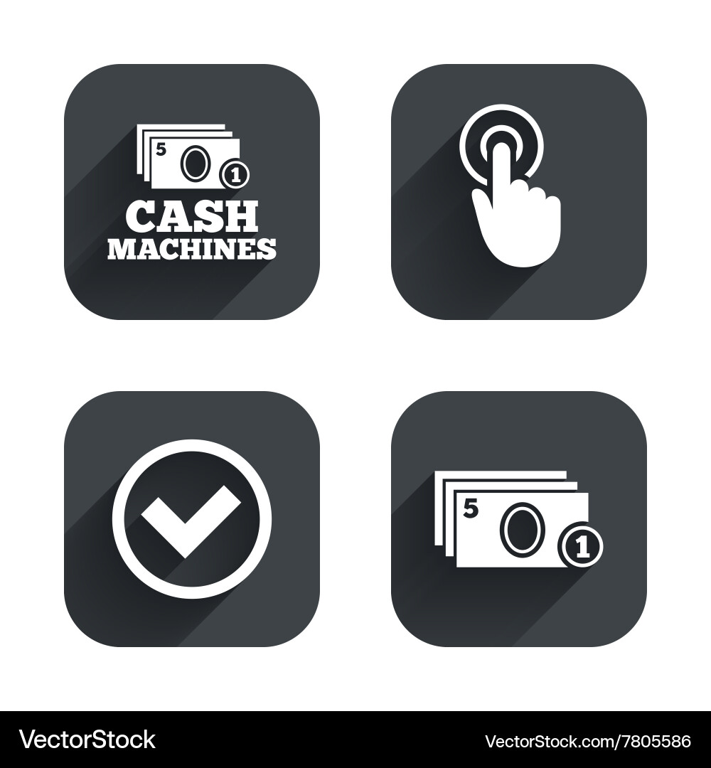 Atm cash machine withdrawal icons Royalty Free Vector Image