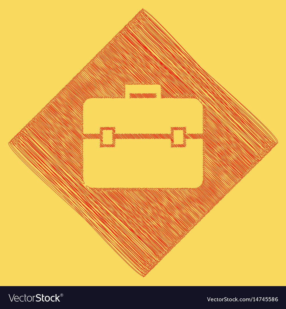 Briefcase sign red scribble Royalty Free Vector Image