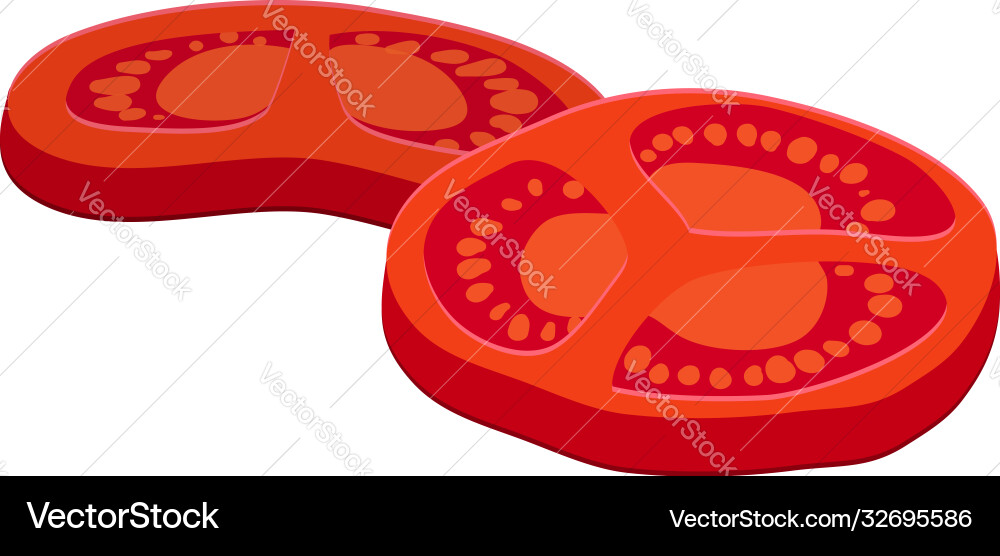 Burger cutted tomato icon cartoon style Royalty Free Vector