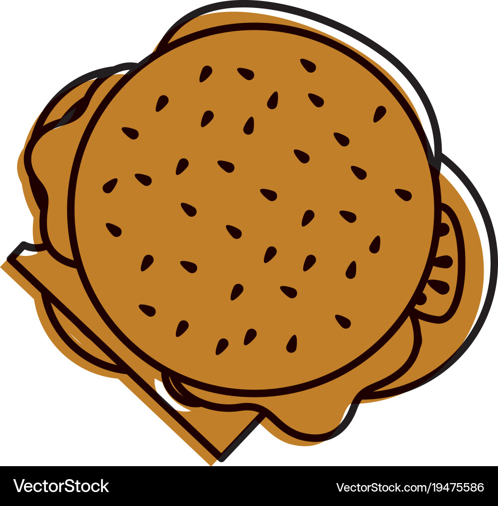 Burger fast food delicious top view Royalty Free Vector