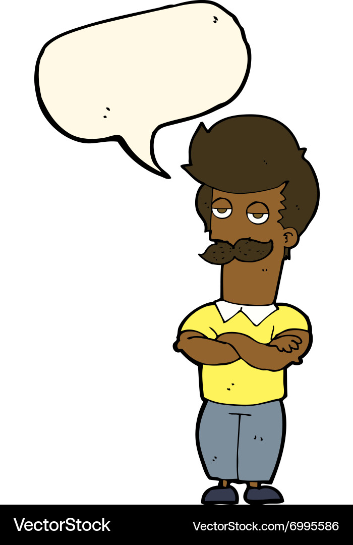 Cartoon mustache muscle man with speech bubble Vector Image