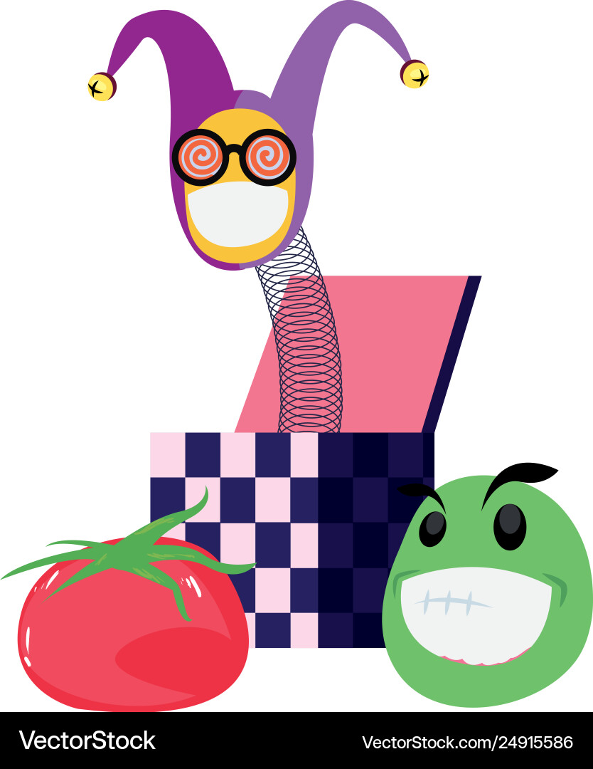 Emoji in box april fools Royalty Free Vector Image
