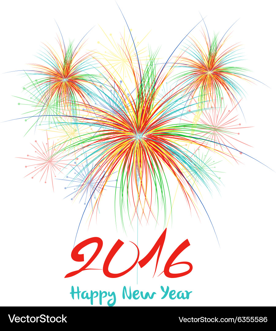 Happy new year fireworks 2016 holiday background Vector Image