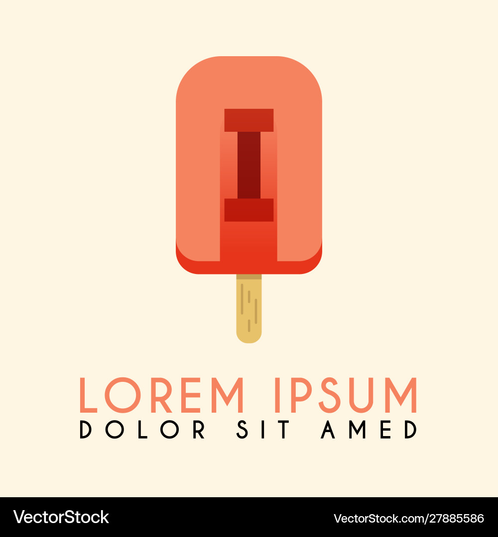 Ice cream stick i letter logo red Royalty Free Vector Image