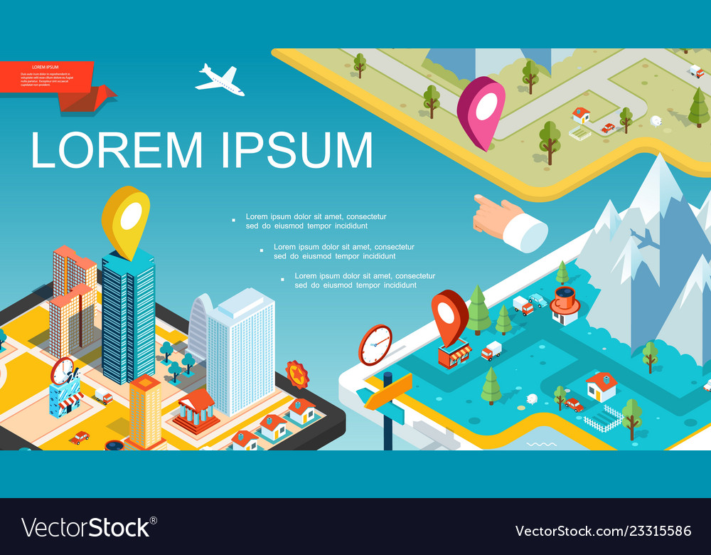 Isometric mobile navigation system concept Vector Image