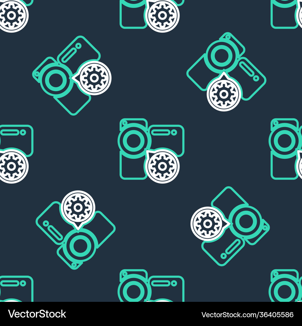 Line video camera and gear icon isolated seamless Vector Image