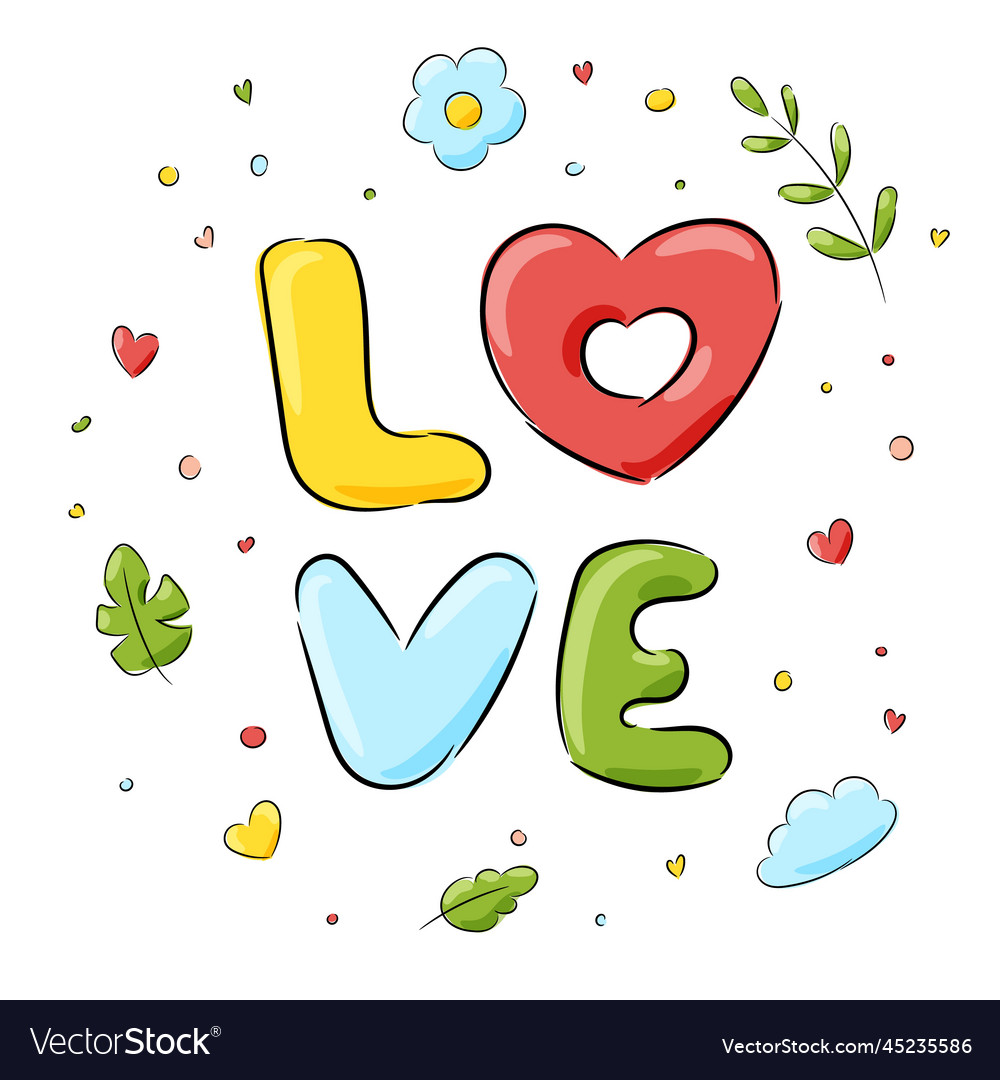 Love clipart hand drawn Royalty Free Vector Image