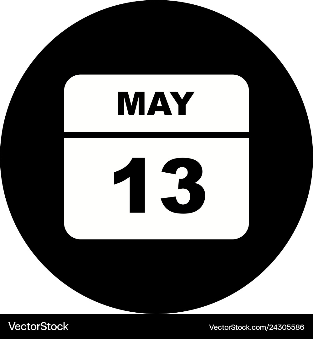 May 13th date on a single day calendar Royalty Free Vector