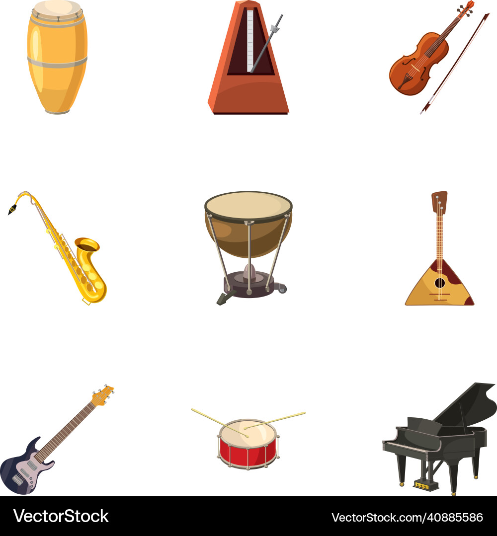 Musical instruments icons set cartoon style Vector Image