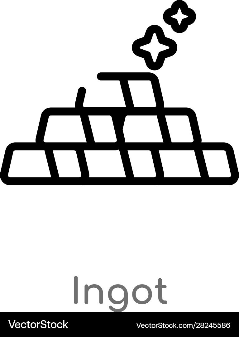 Outline ingot icon isolated black simple line Vector Image