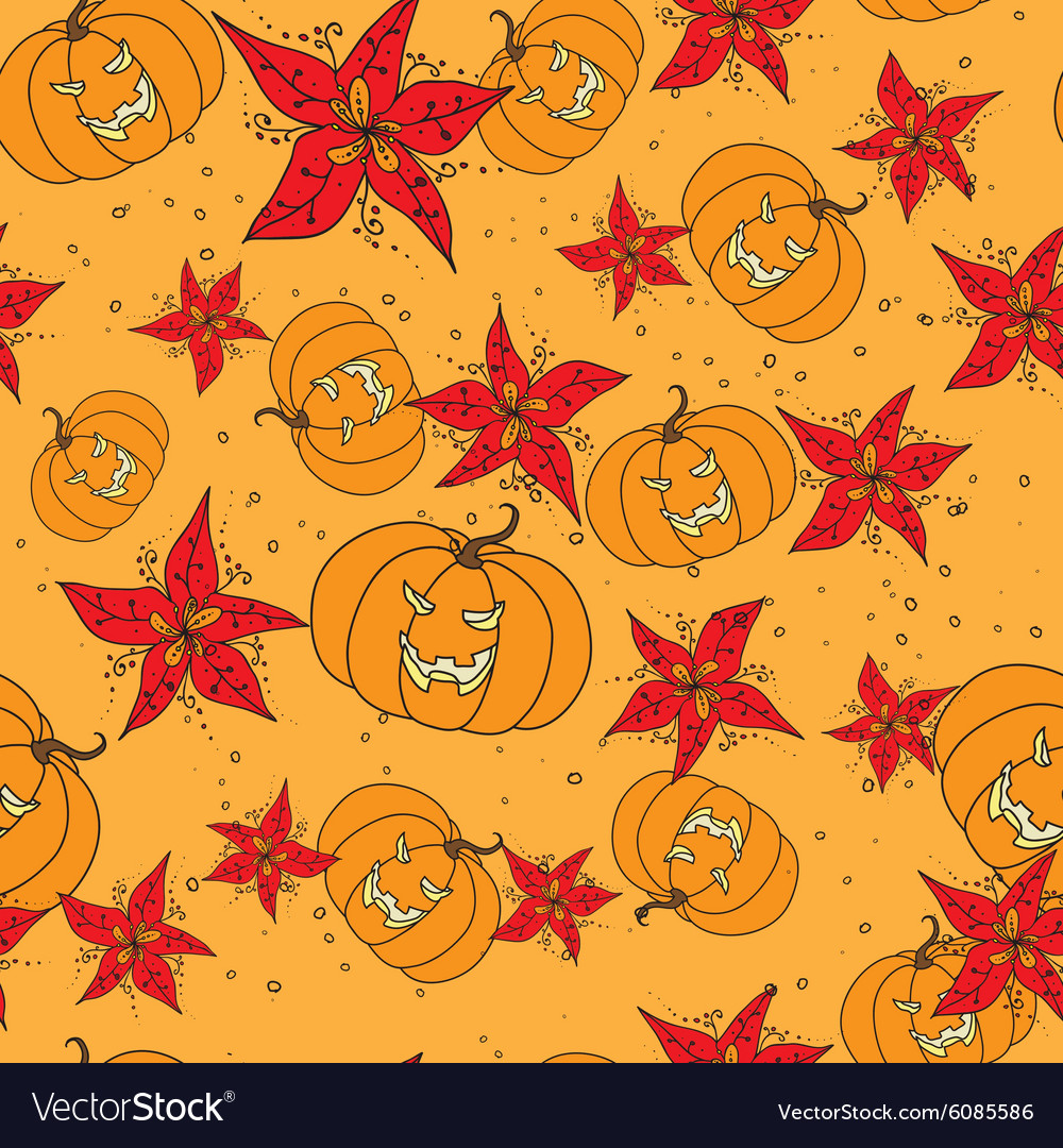 Seamless pattern with halloween pumpkin Royalty Free Vector