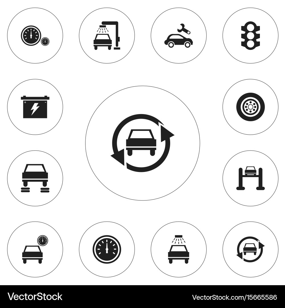 Set 12 editable vehicle icons includes symbols Vector Image