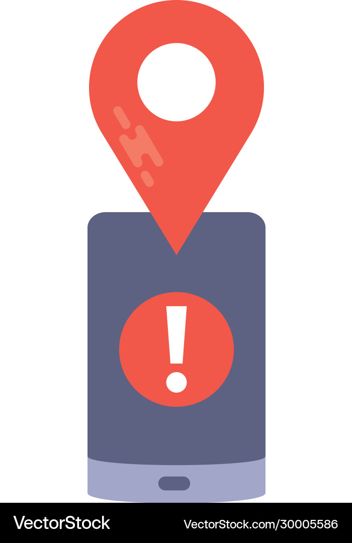 Smart phone with alarm sign on white background Vector Image