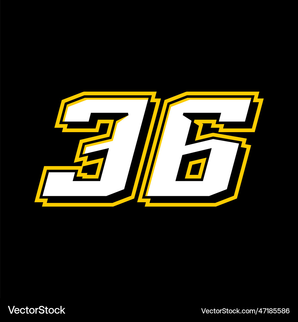 Sport racing number 36 logo design Royalty Free Vector Image