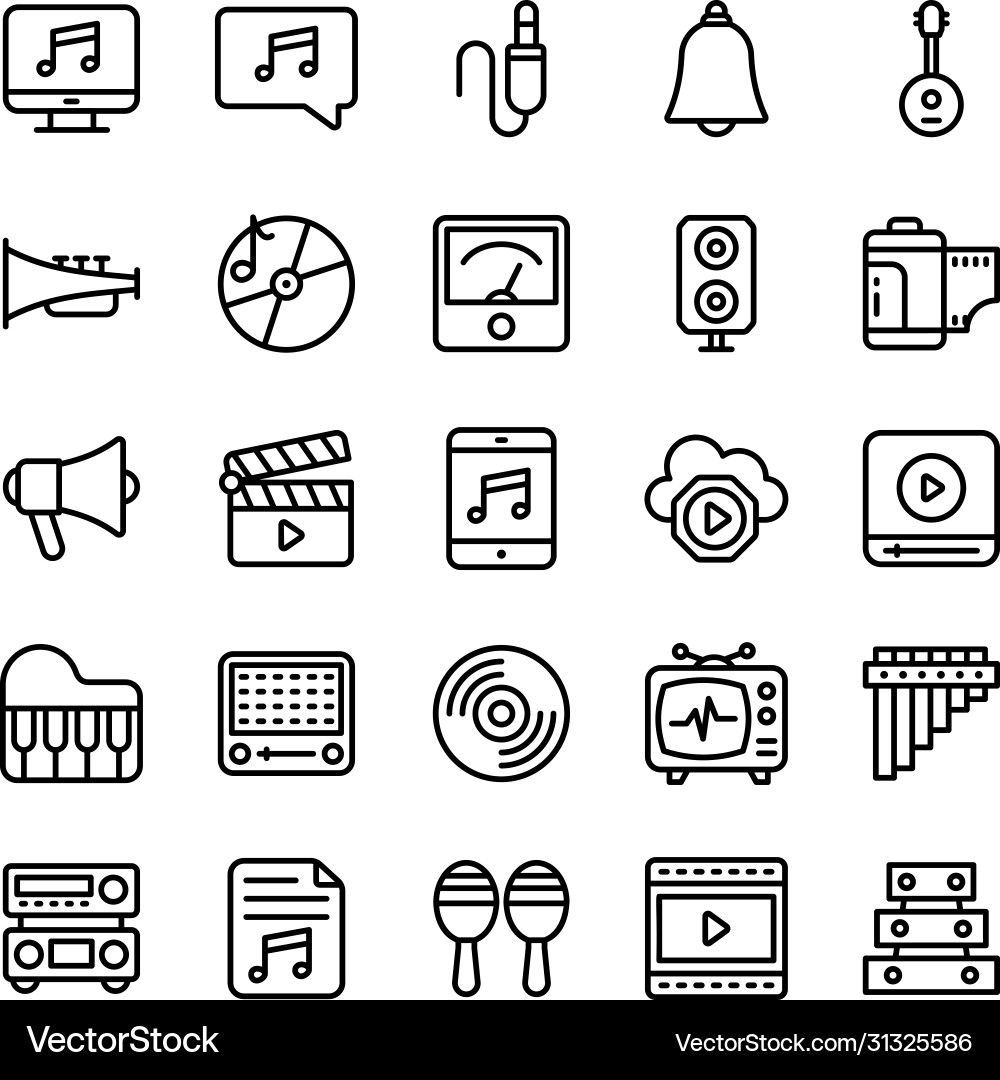 Stock audio line icons set Royalty Free Vector Image