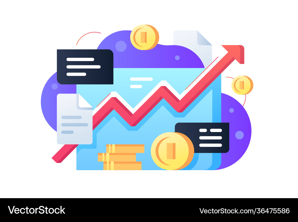 Stock market with coins Royalty Free Vector Image