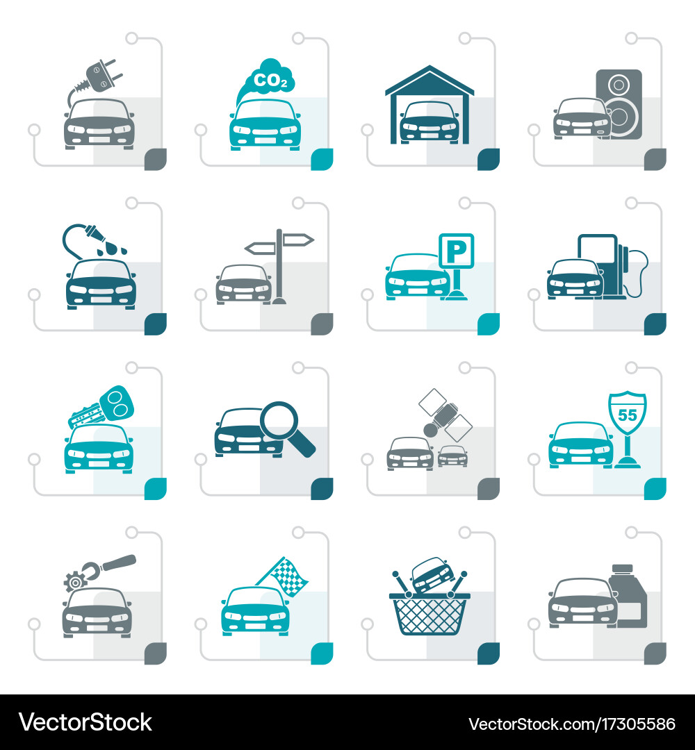 Stylized car and road services icons Royalty Free Vector