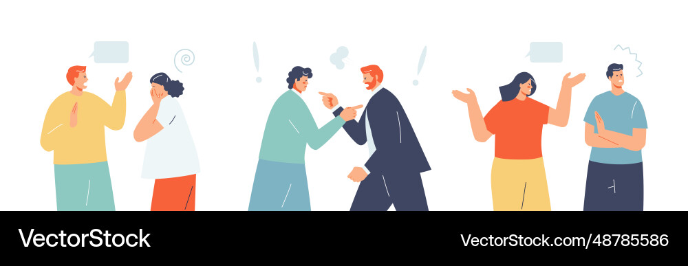 Swearing conflicting aggressive people Royalty Free Vector