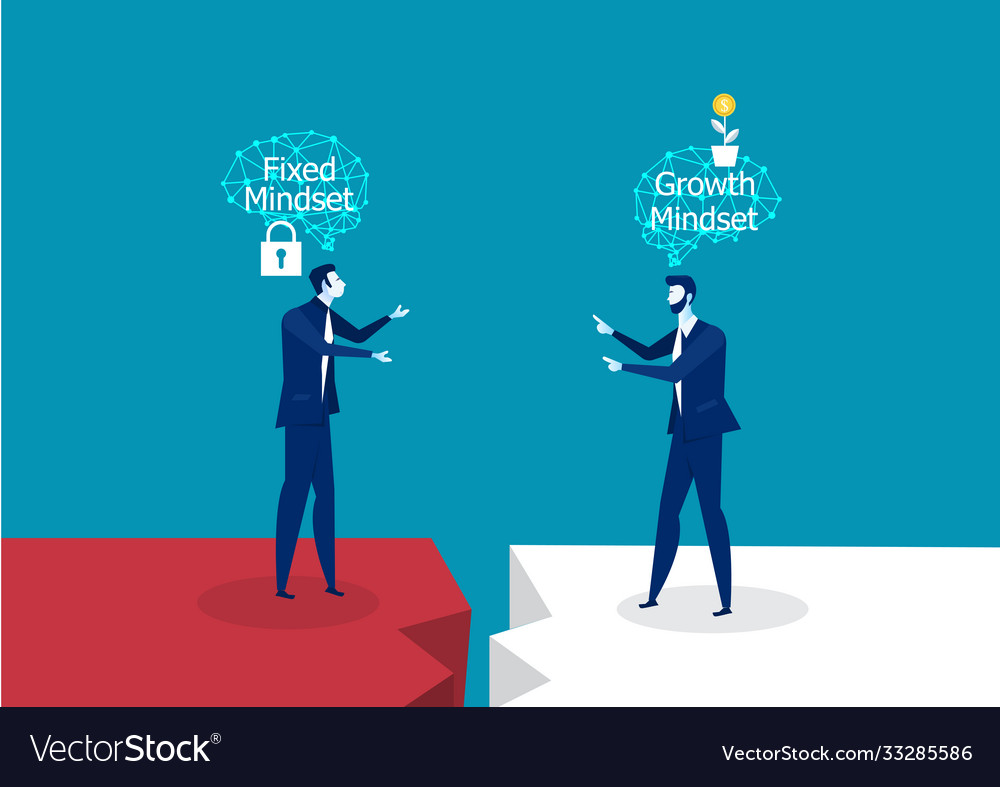 Two businessman different thinking between fixed Vector Image