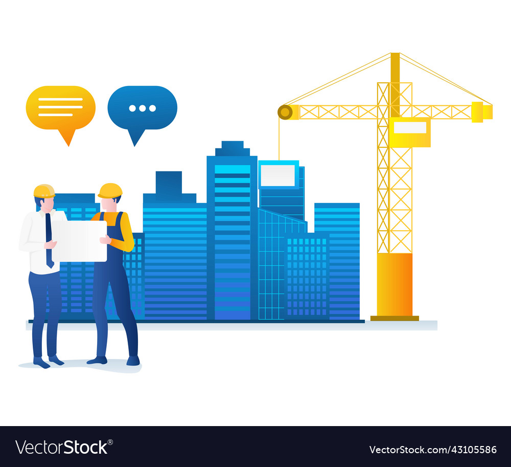Two men discussing to build infrastructure Vector Image Two men discussing to build infrastructure Vector Image